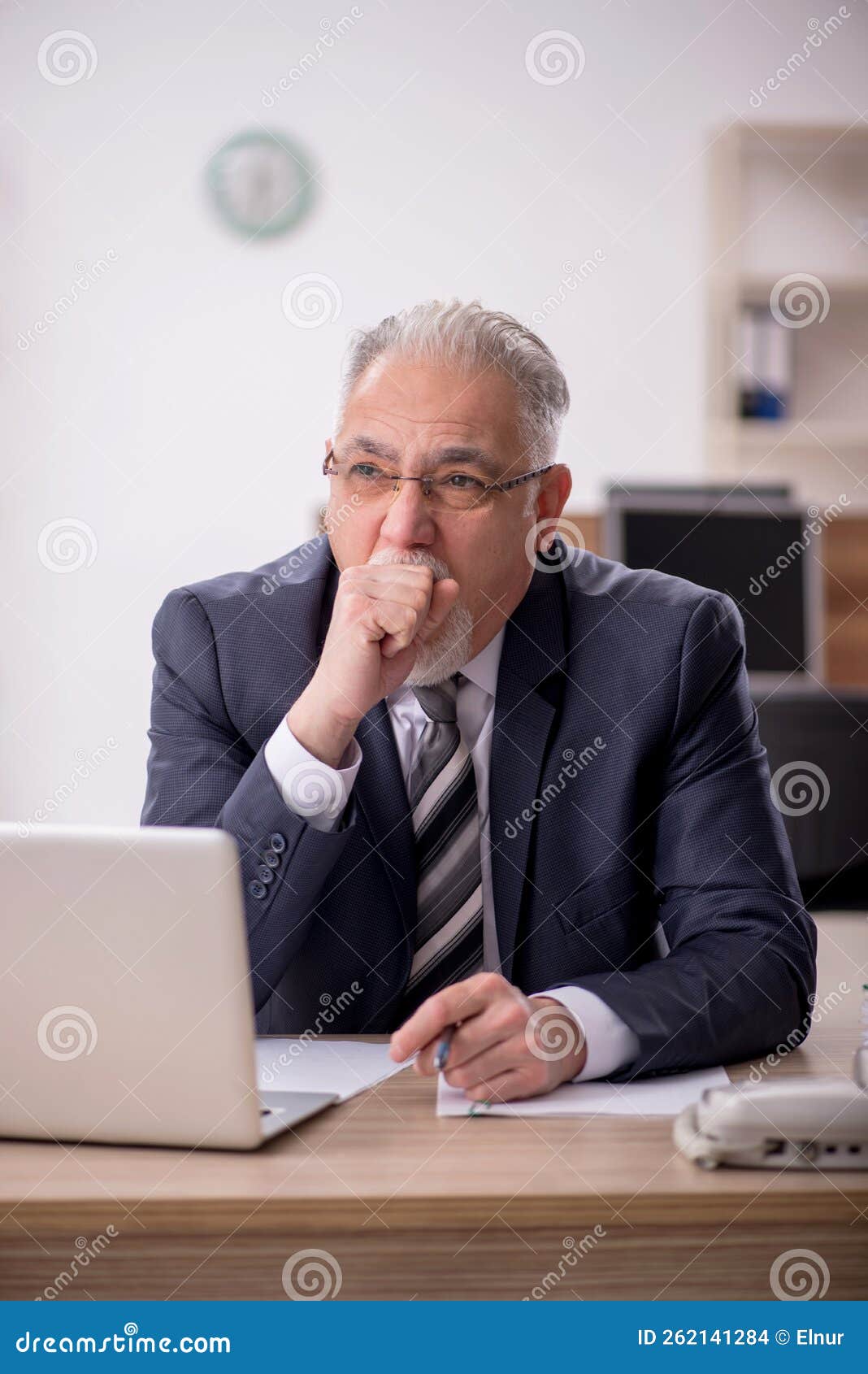 Old Male Boss Employee Working in the Office Stock Photo - Image of ...