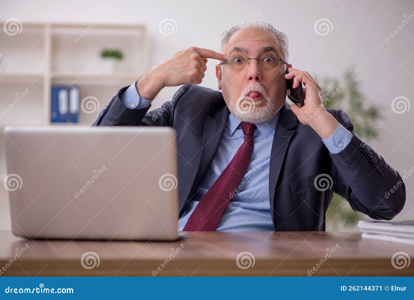 Old Male Boss Employee Working in the Office Stock Image - Image of ...