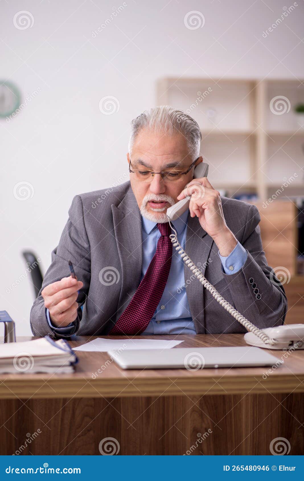 Old Male Boss Employee Working in the Office Stock Photo - Image of ...