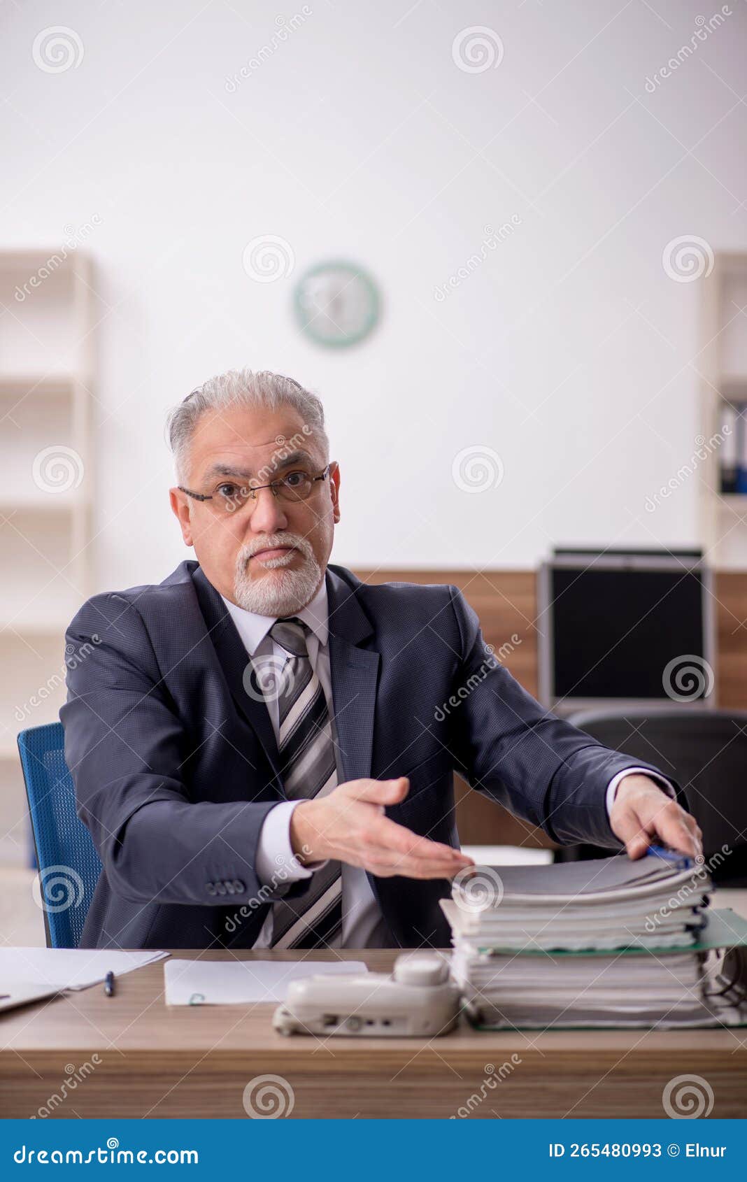 Old Male Boss Employee Working in the Office Stock Image - Image of ...