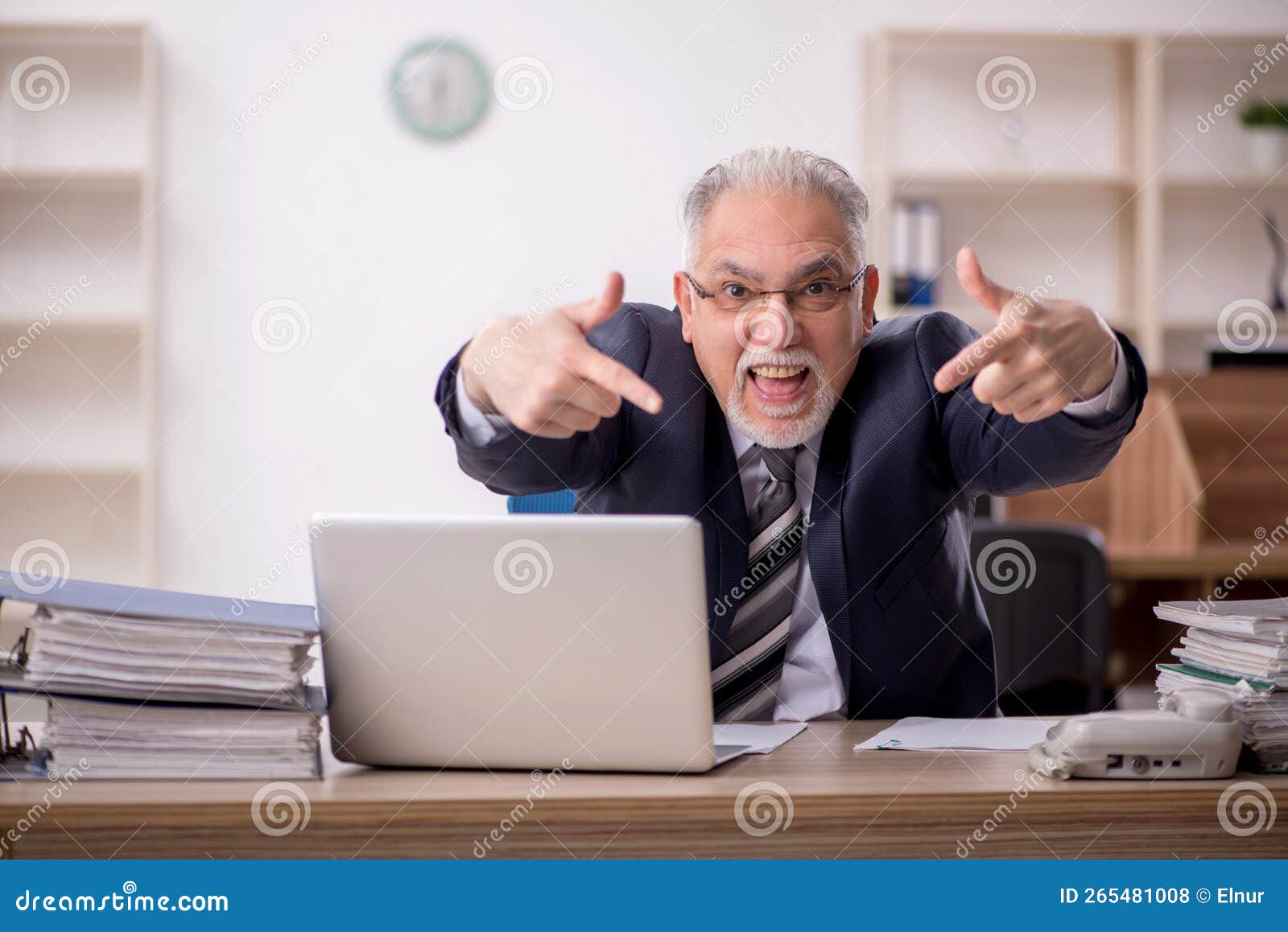 Old Male Boss Employee Working in the Office Stock Photo - Image of ...