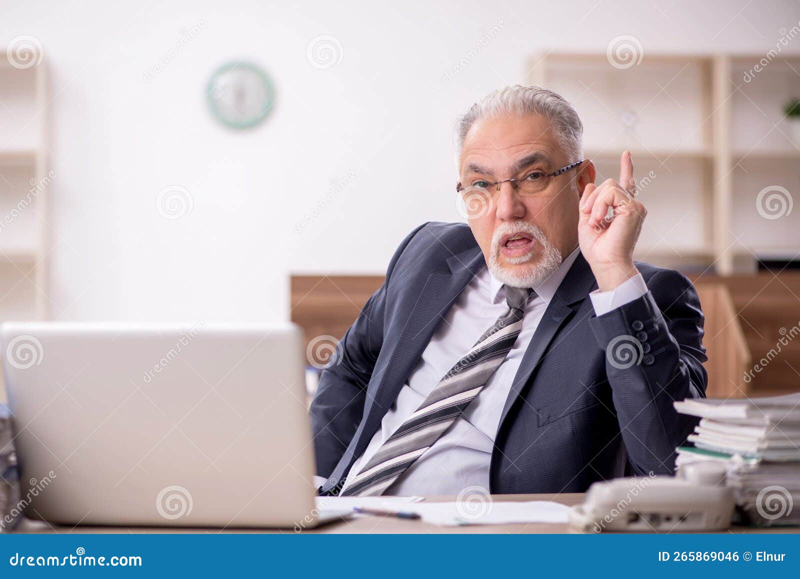 Old Male Boss Employee Working in the Office Stock Photo - Image of ...