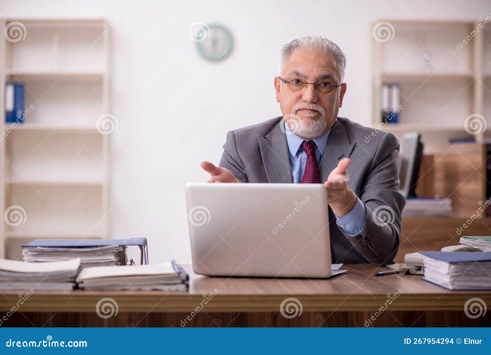 Old Male Boss Employee Working in the Office Stock Photo - Image of ...