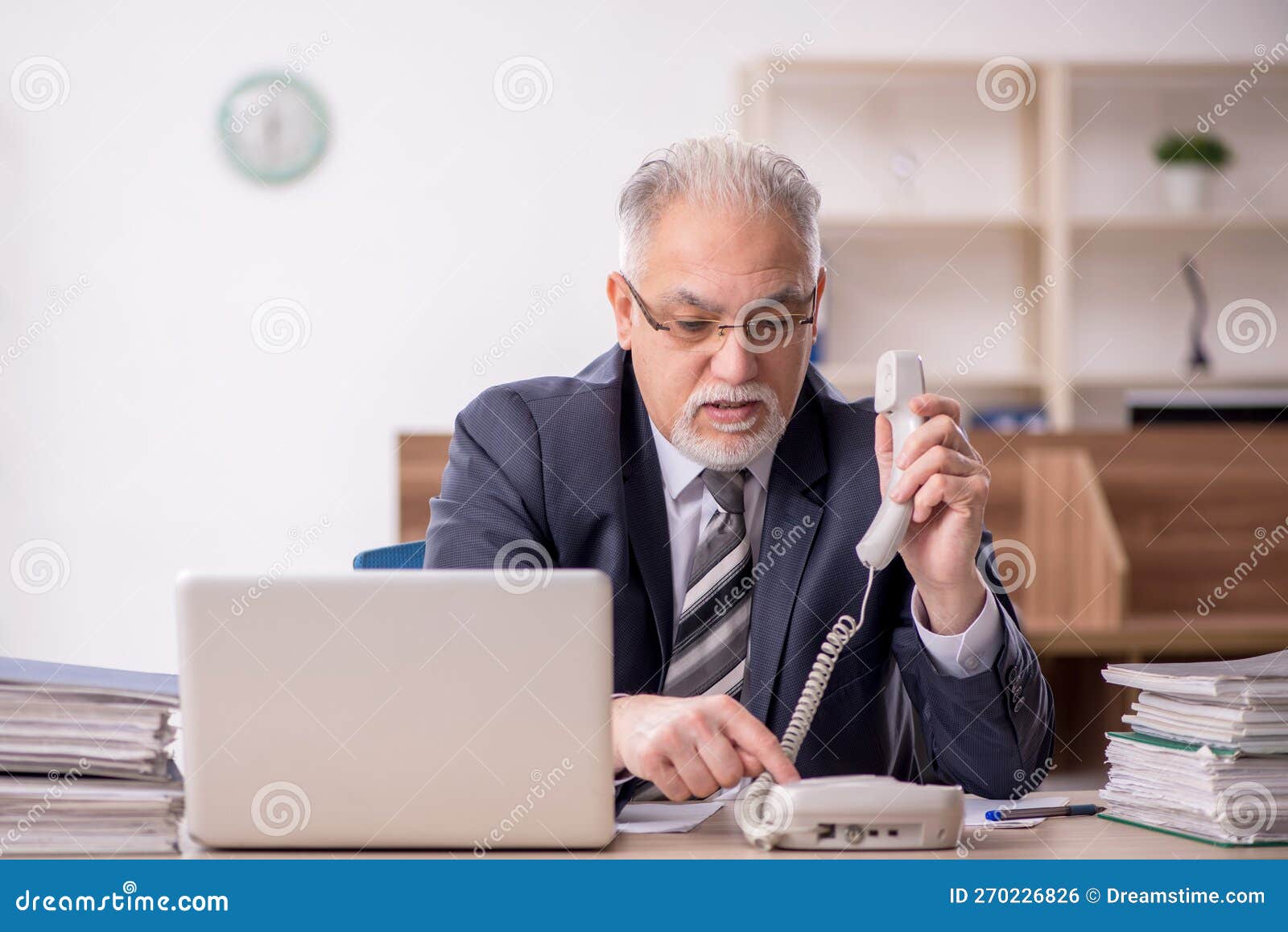 Old Male Boss Employee Working in the Office Stock Photo - Image of ...