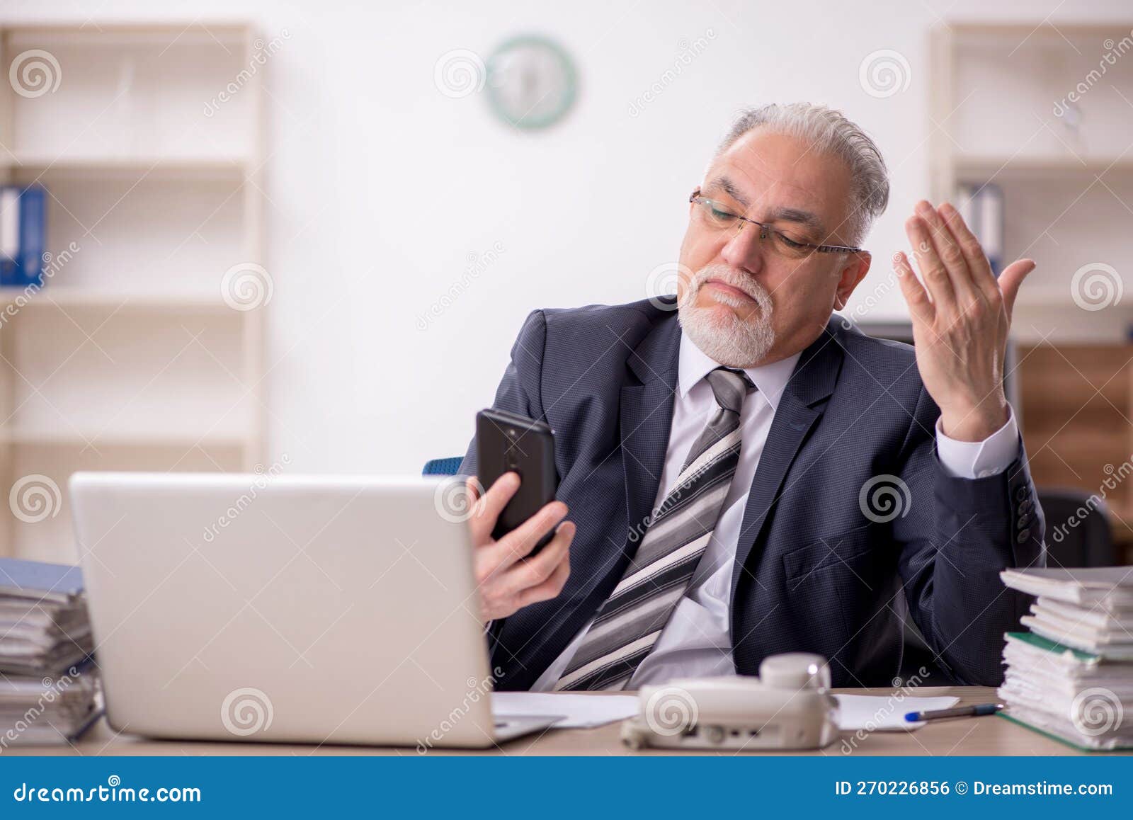 Old Male Boss Employee Working in the Office Stock Photo - Image of ...