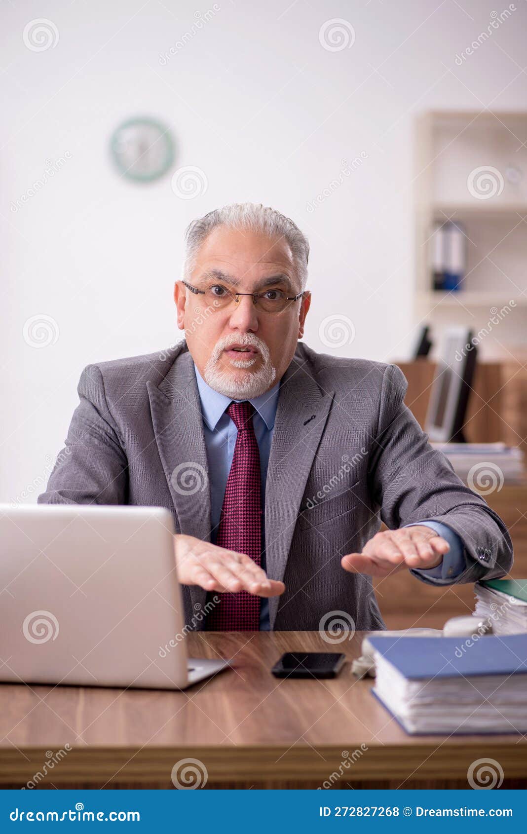 Old Male Boss Employee Working in the Office Stock Photo - Image of ...