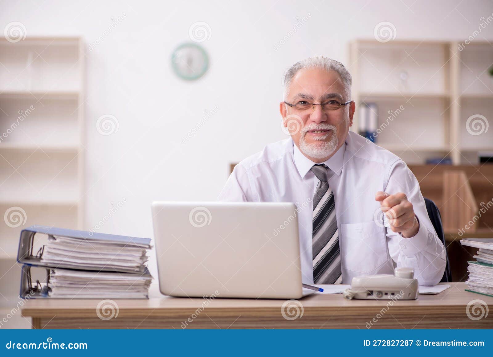 Old Male Boss Employee Working in the Office Stock Image - Image of ...