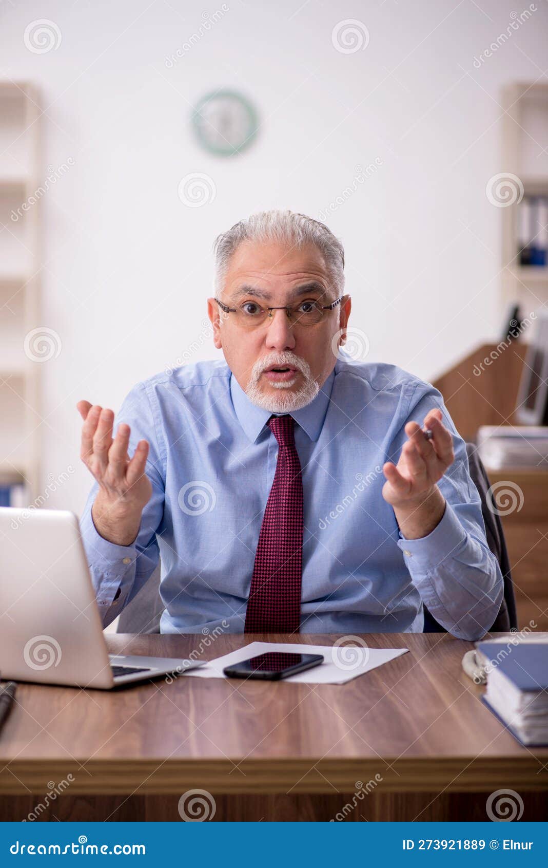 Old Male Boss Employee Working in the Office Stock Image - Image of ...