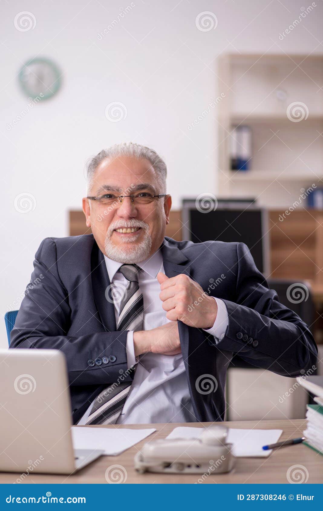 Old Male Boss Employee Working in the Office Stock Photo - Image of ...
