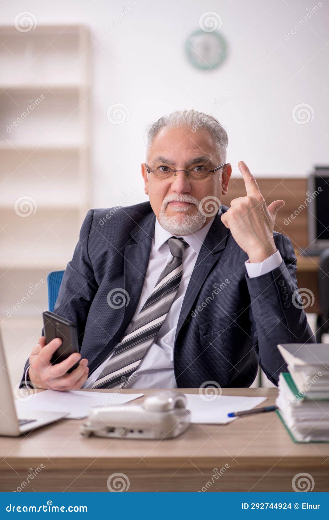 Old Male Boss Employee Working in the Office Stock Photo - Image of ...