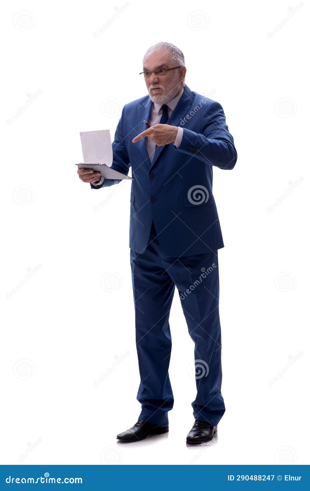 Old Businessman Isolated on White Stock Image - Image of aggressive ...