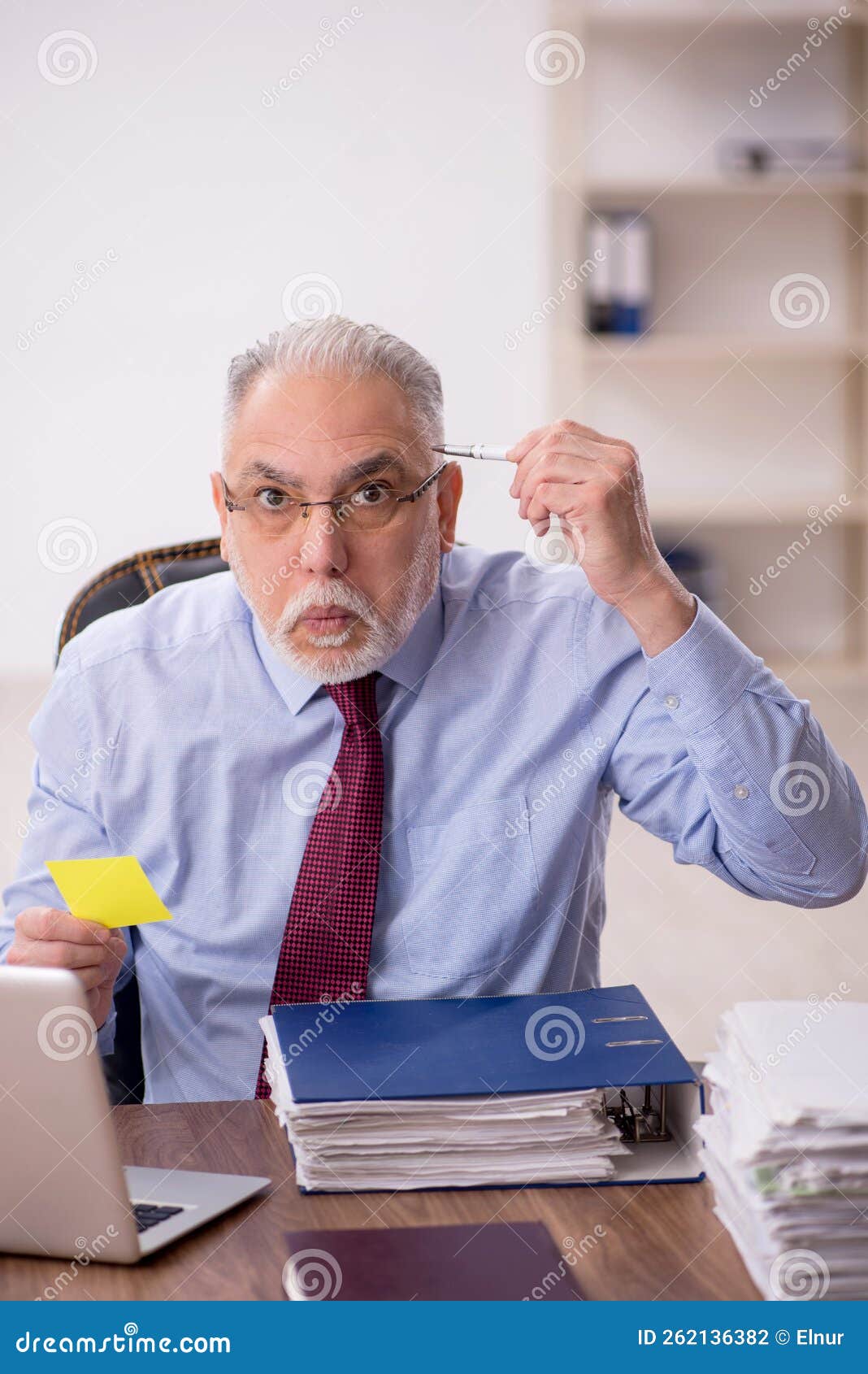 Old Male Boss Working at Workplace Stock Photo - Image of disappointed ...