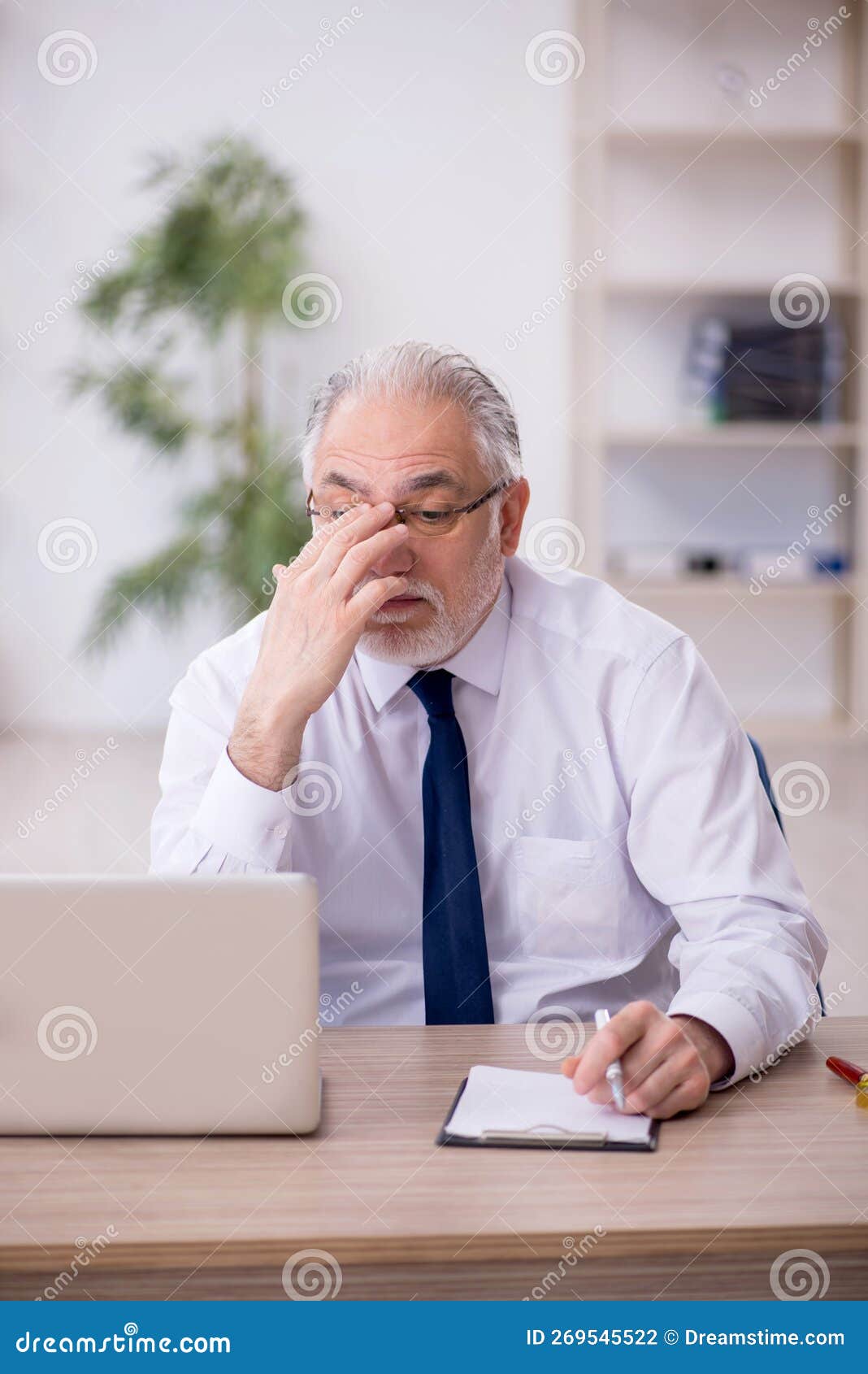 Old Male Boss Working at Workplace Stock Photo - Image of employee ...