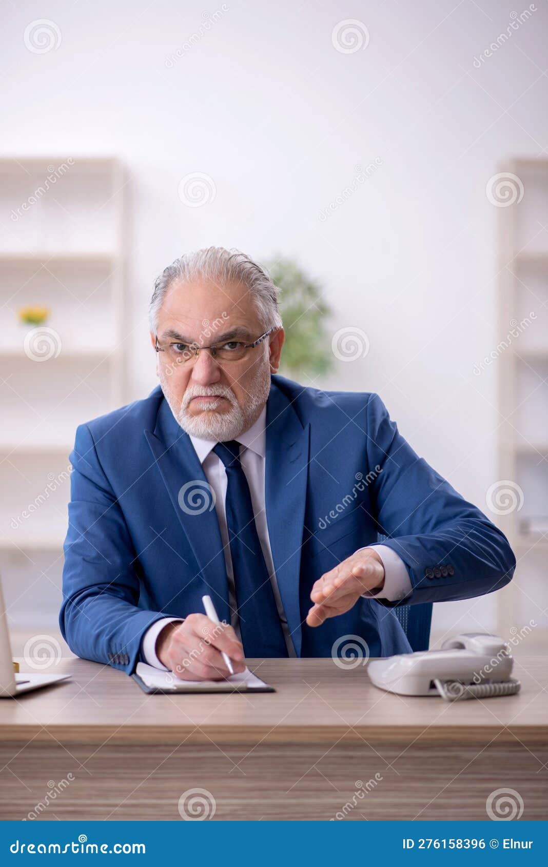 Old Male Boss Working at Workplace Stock Photo - Image of todolist ...