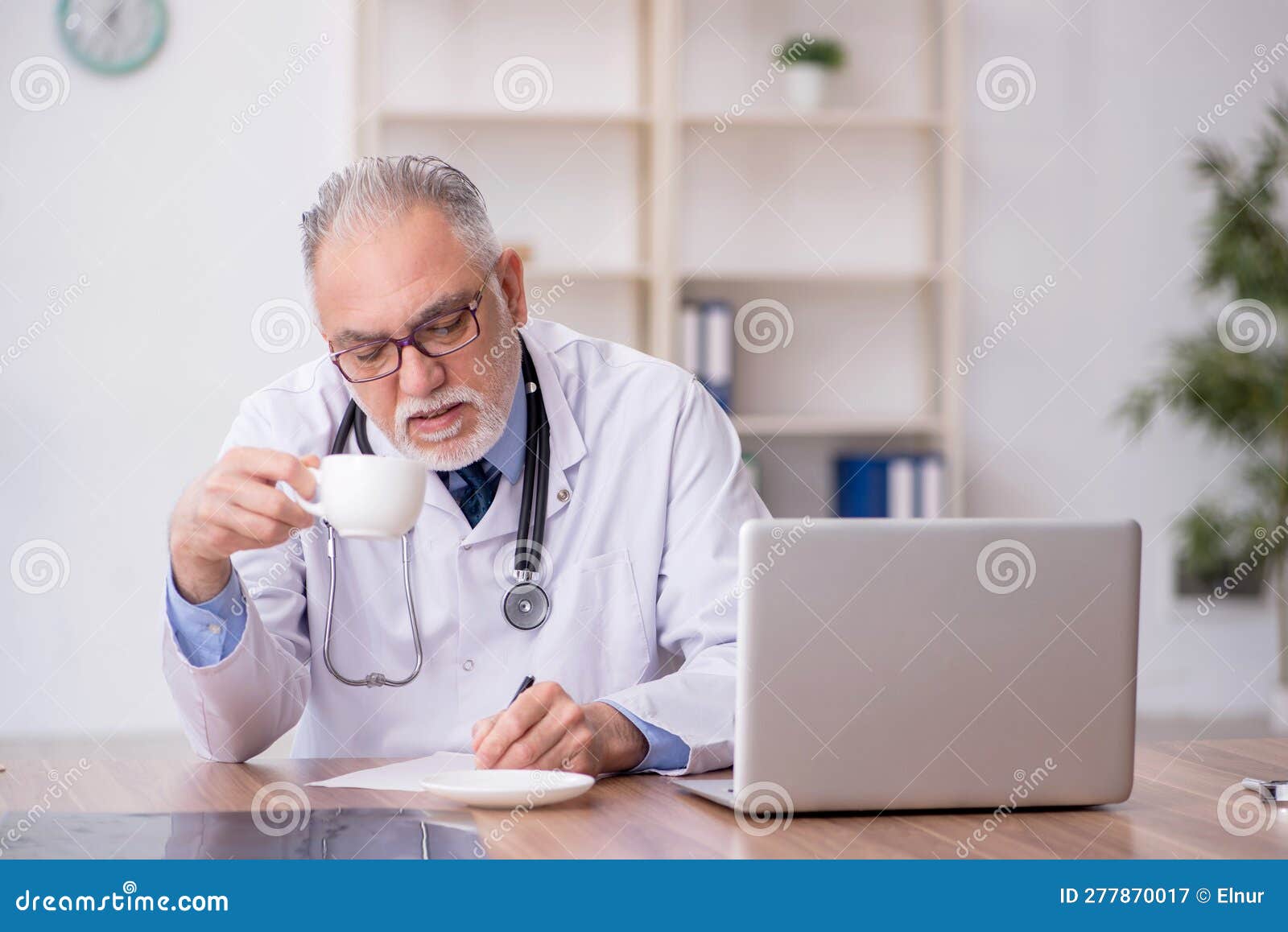Old Male Doctor Drinking Coffee during Break Stock Image - Image of ...
