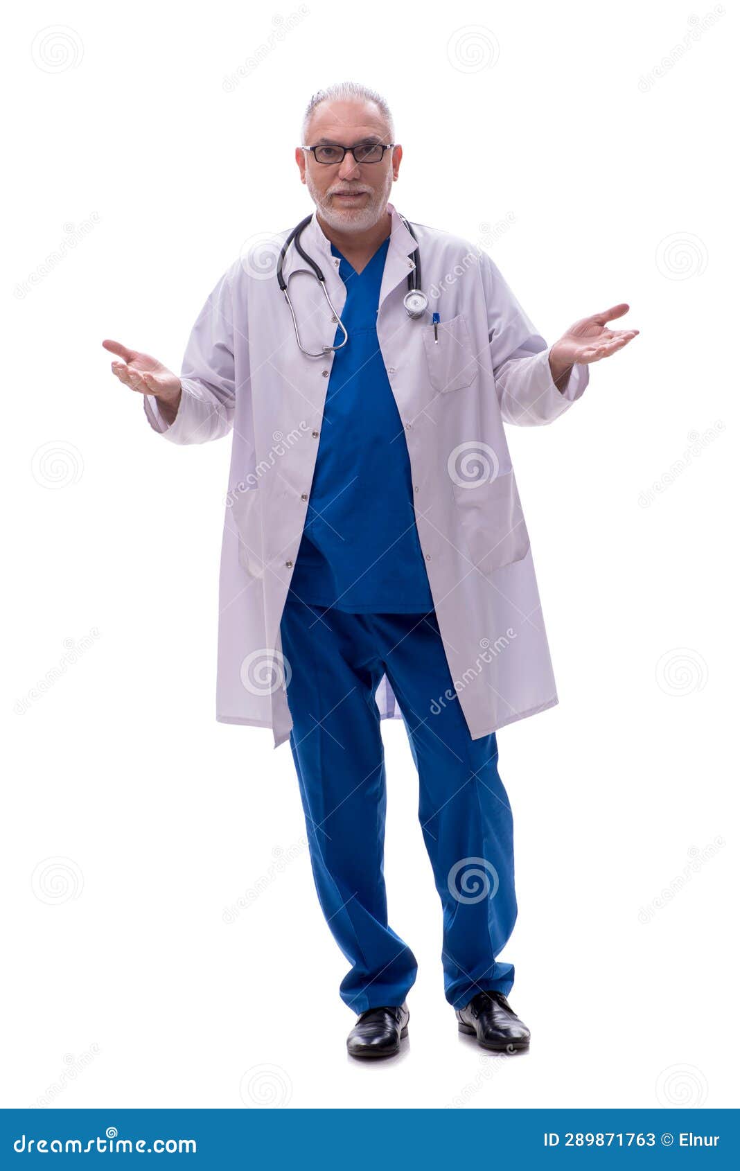 Old Male Doctor Isolated on White Stock Image - Image of hospital ...