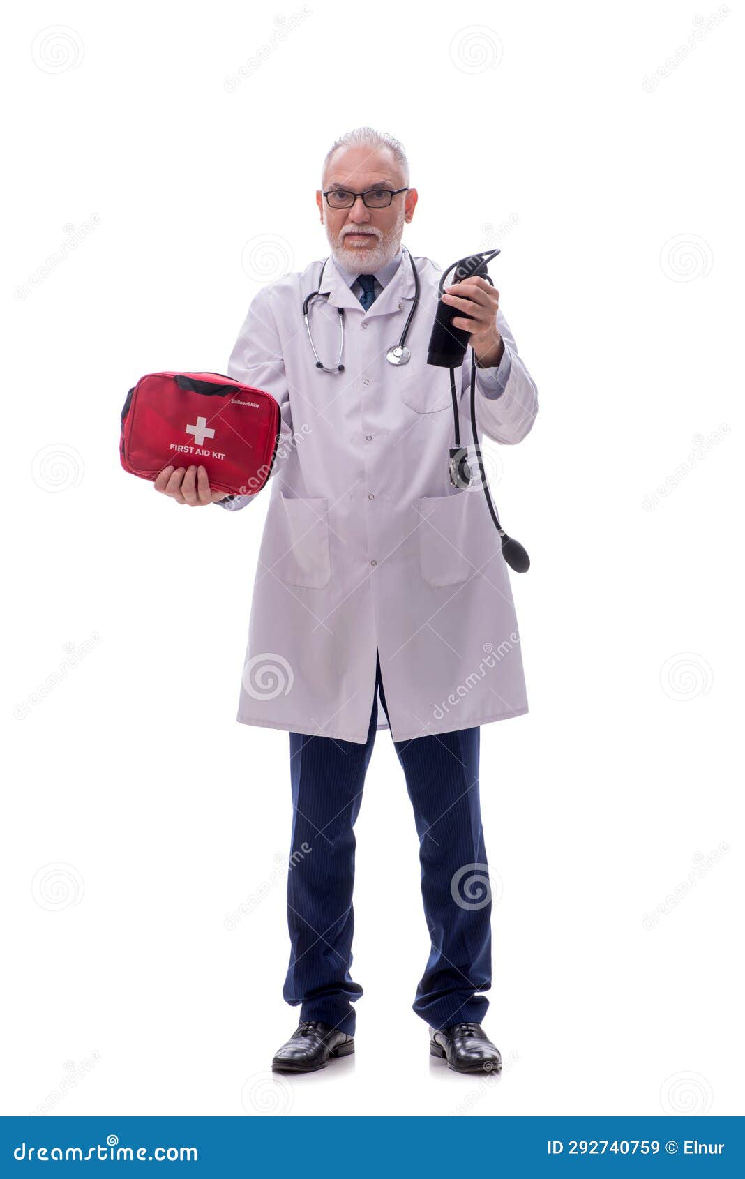 Old Male Doctor Isolated on White Stock Image - Image of medicine ...