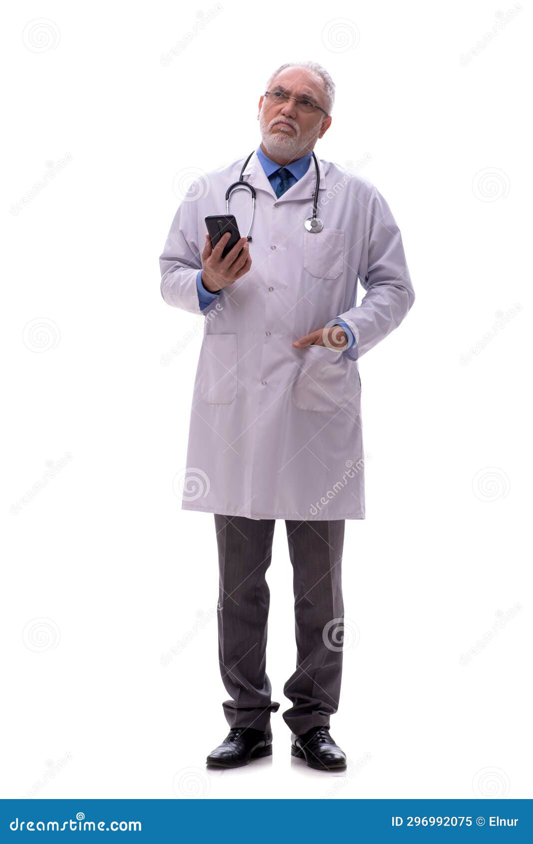 Old Male Doctor Isolated on White Stock Image - Image of clinic, white ...