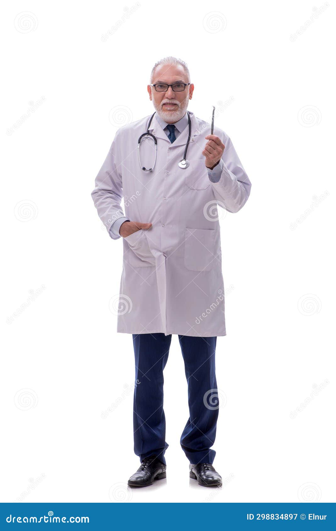 Old Male Doctor Isolated on White Stock Image - Image of specialist ...