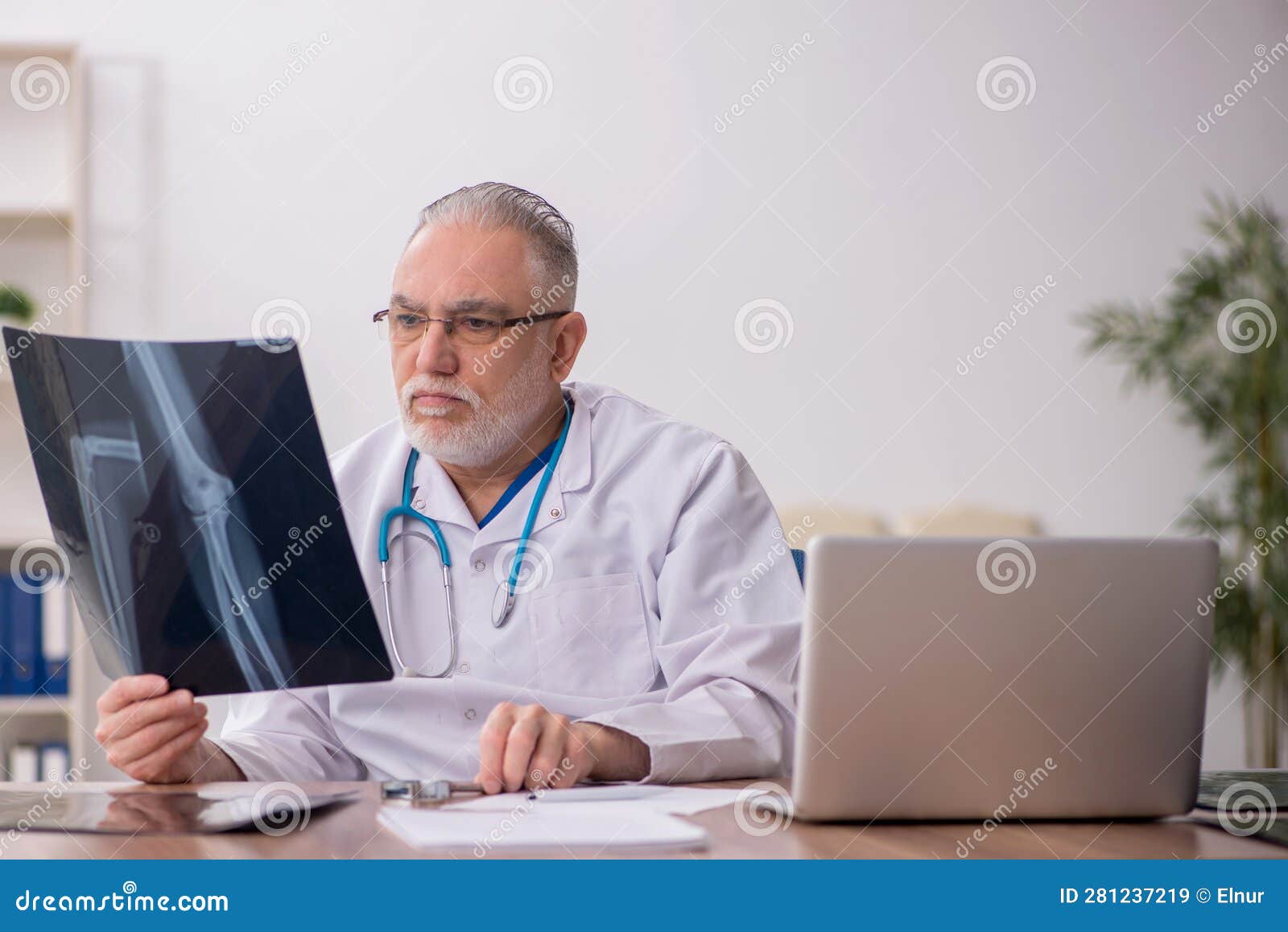 Old Male Doctor Radiologist Working in the Clinic Stock Image - Image ...