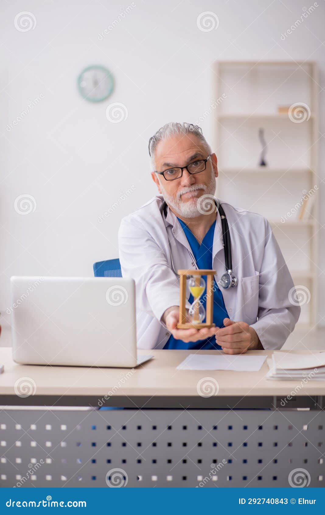 Old Male Doctor in Time Management Concept Stock Image - Image of timer ...