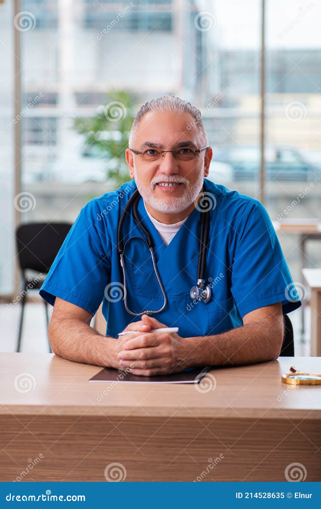 Old Male Doctor Working in the Clinic Stock Image - Image of therapist ...