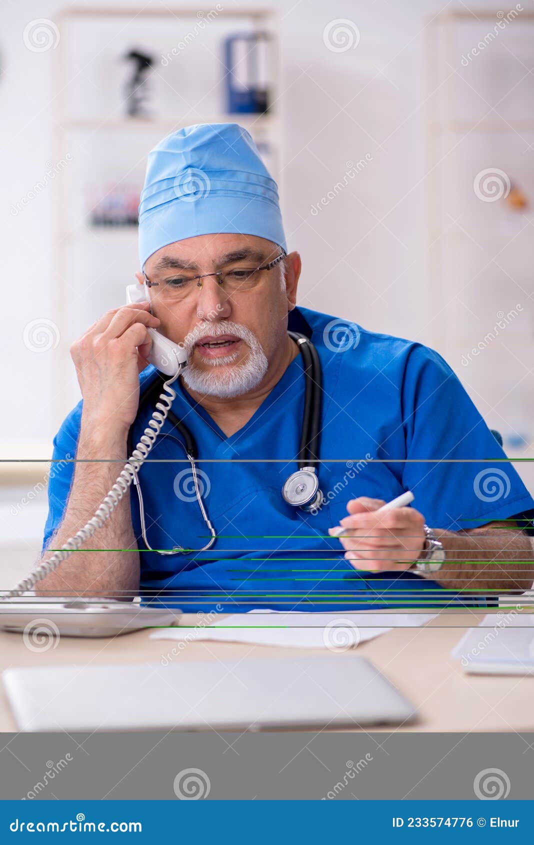 Old Male Doctor Working in the Clinic Stock Photo - Image of treatment ...