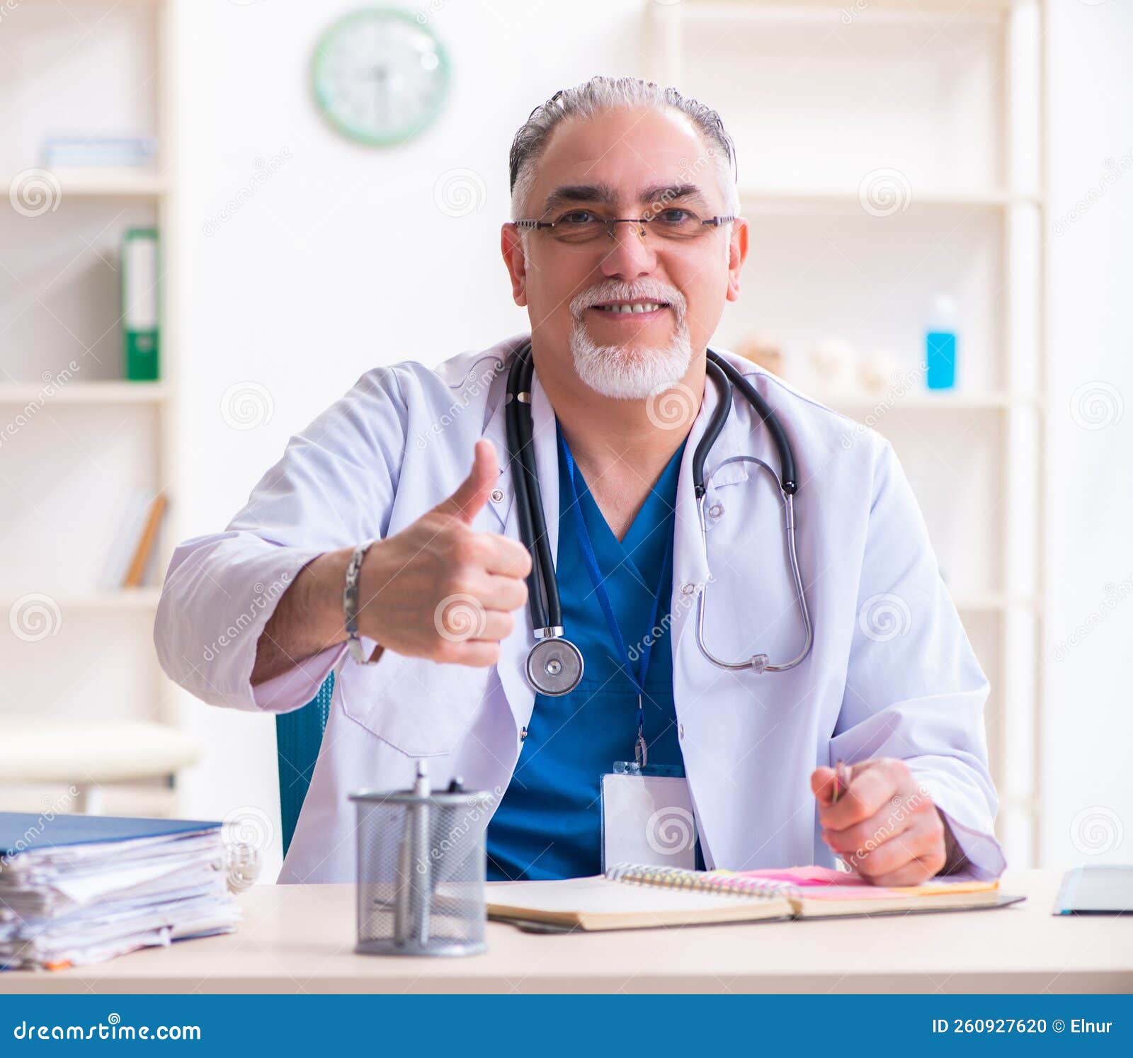 Old Male Doctor Working in the Clinic Stock Photo - Image of examining ...