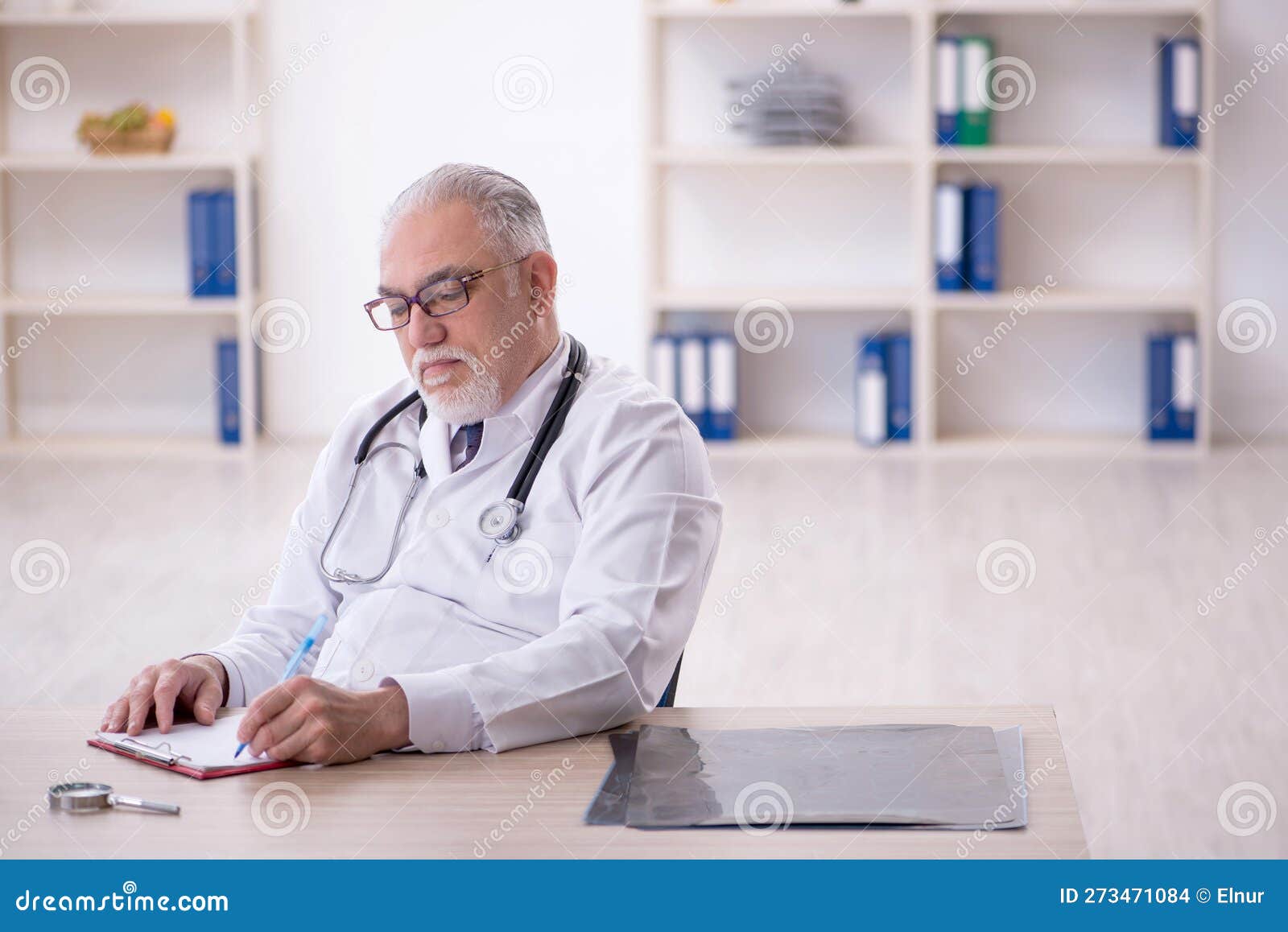 Old Male Doctor Working in the Clinic Stock Photo - Image of recovering ...