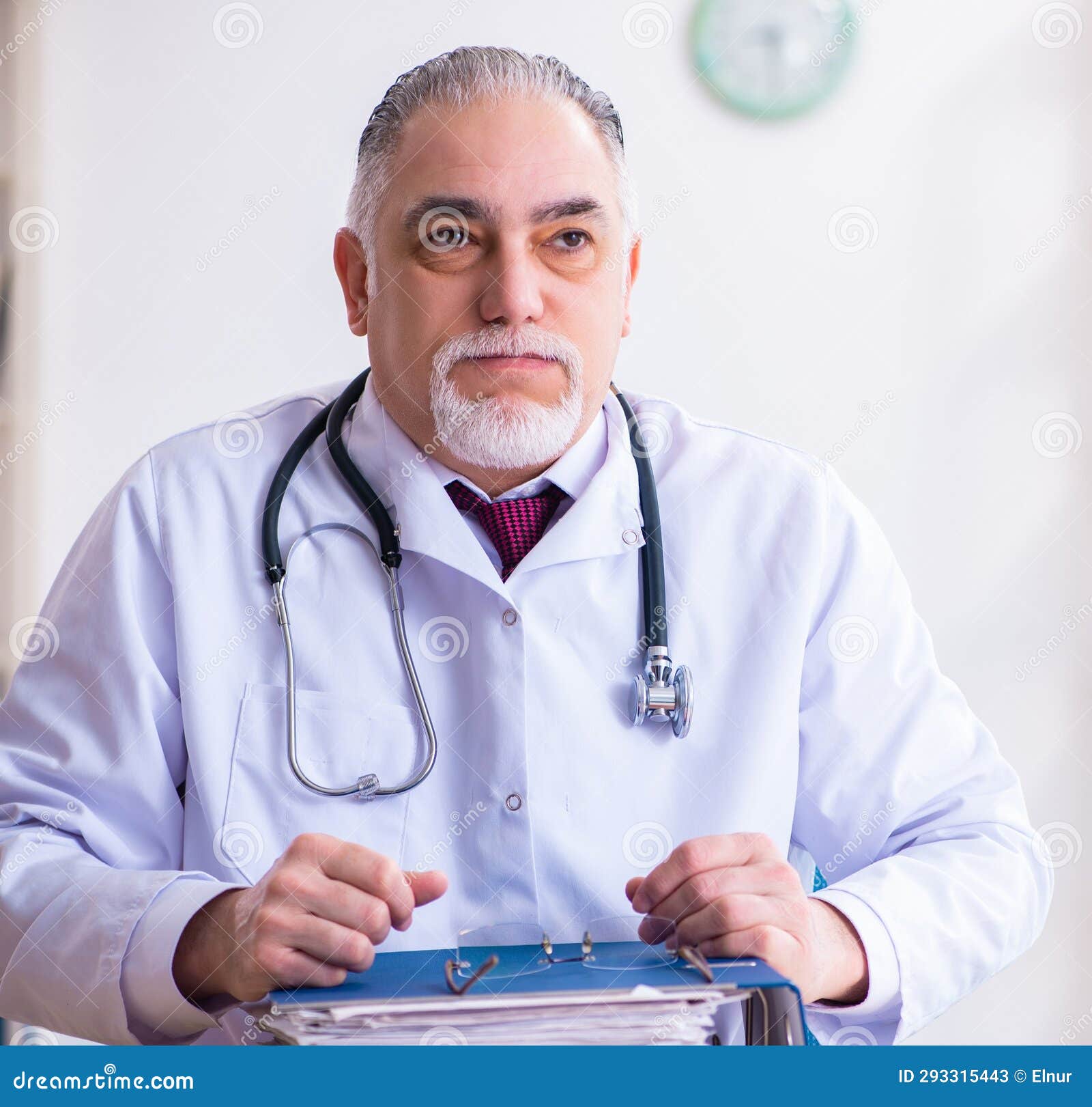 Old Male Doctor Working in the Clinic Stock Image - Image of ...