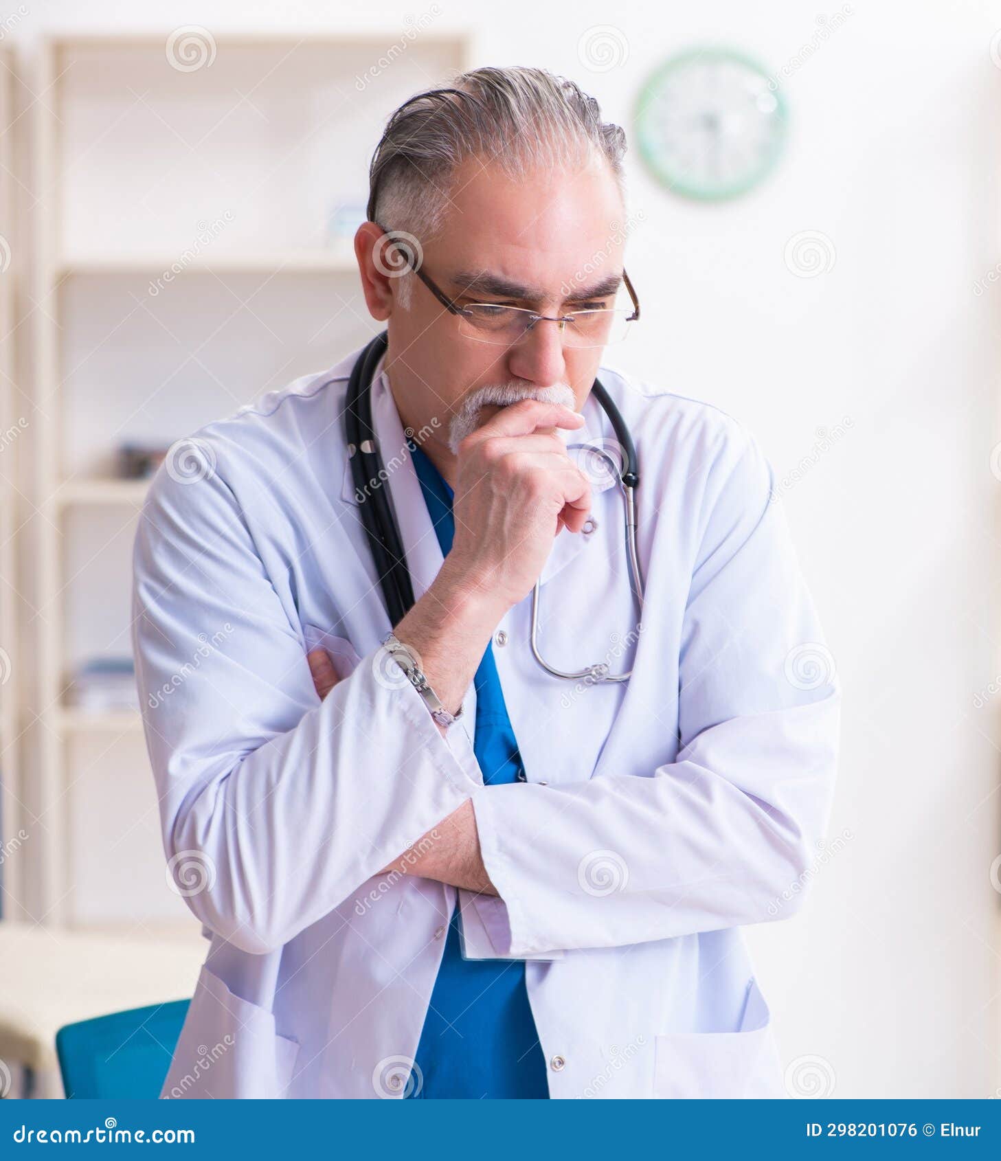 Old Male Doctor Working in the Clinic Stock Photo - Image of healthcare ...