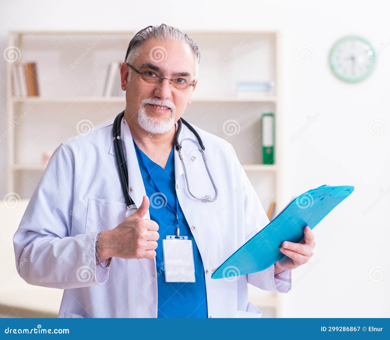 Old Male Doctor Working in the Clinic Stock Image - Image of hospital ...