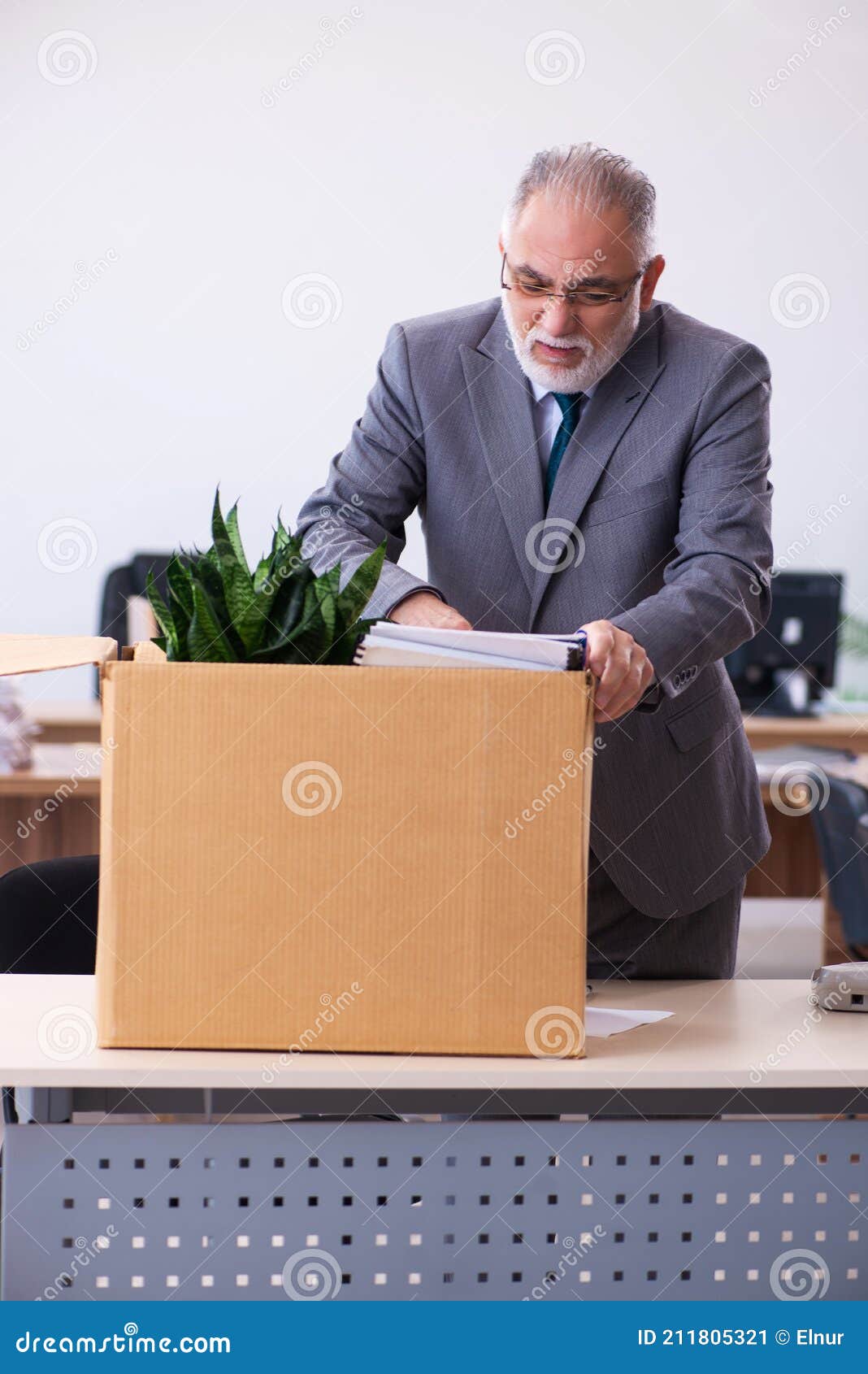 Old Male Employee Being Fired from His Work Stock Image - Image of move ...