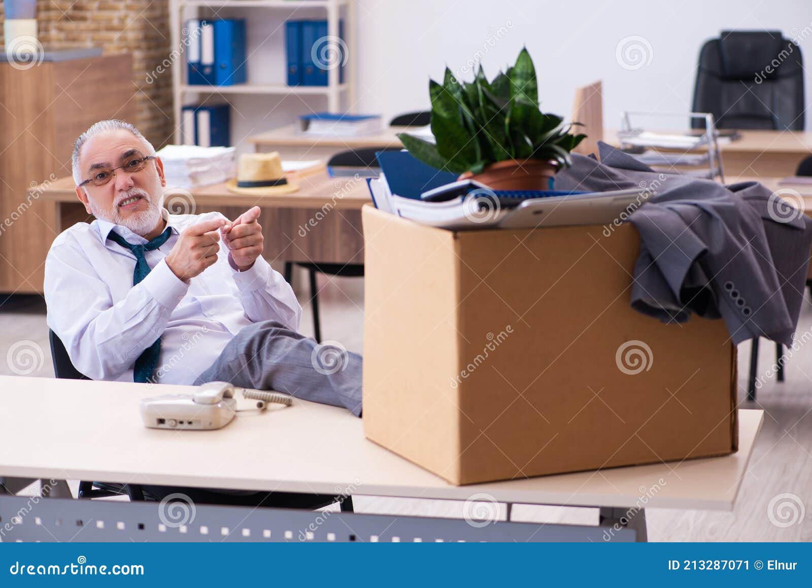Old Male Employee Being Fired from His Work Stock Image - Image of ...