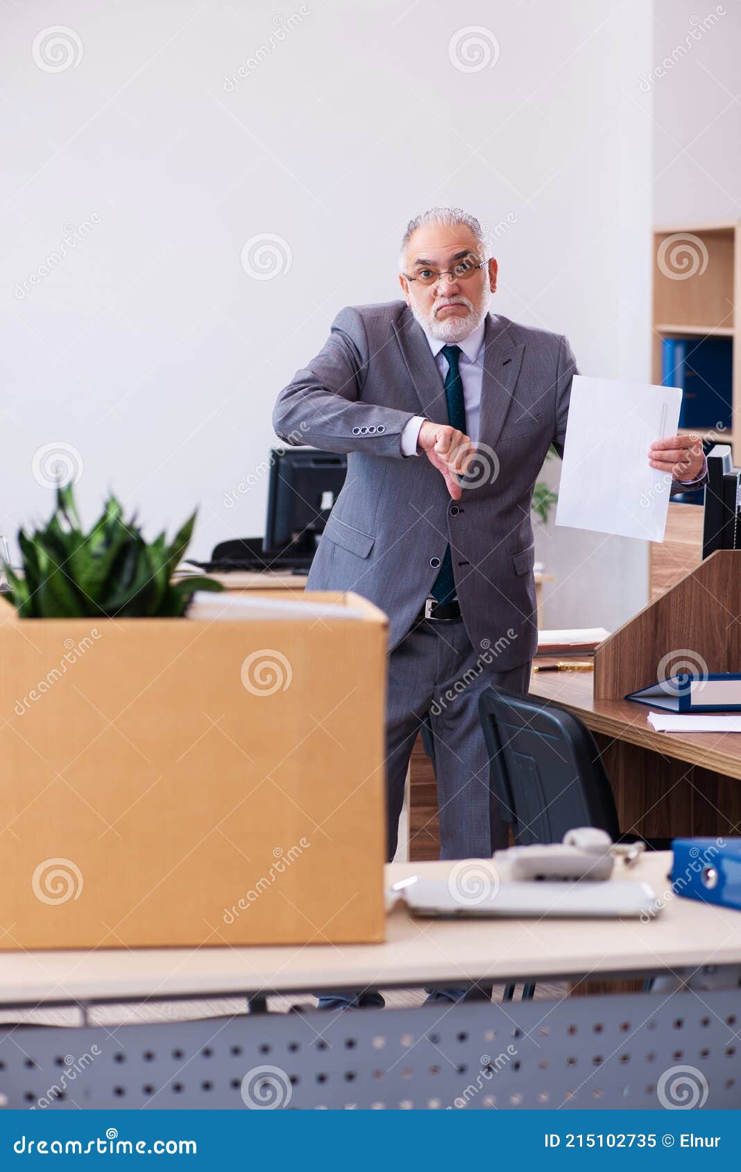 Old Male Employee Being Fired from His Work Stock Image - Image of ...