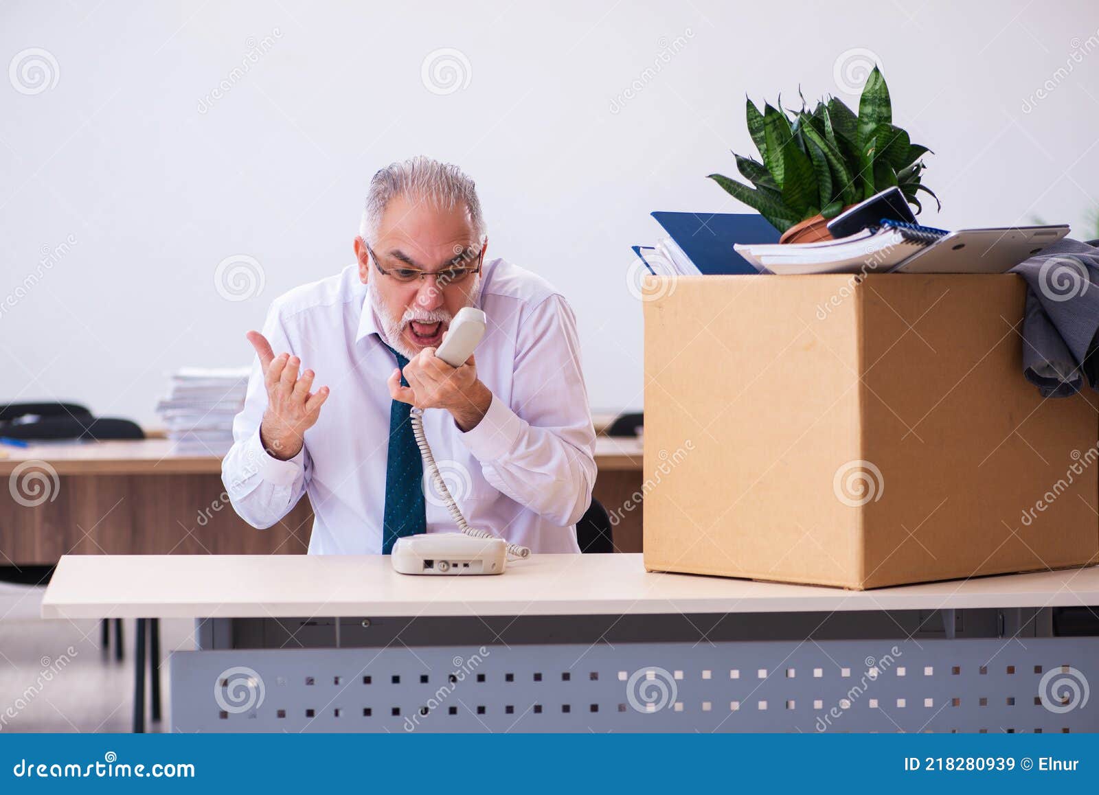 Old Male Employee Being Fired from His Work Stock Image - Image of ...
