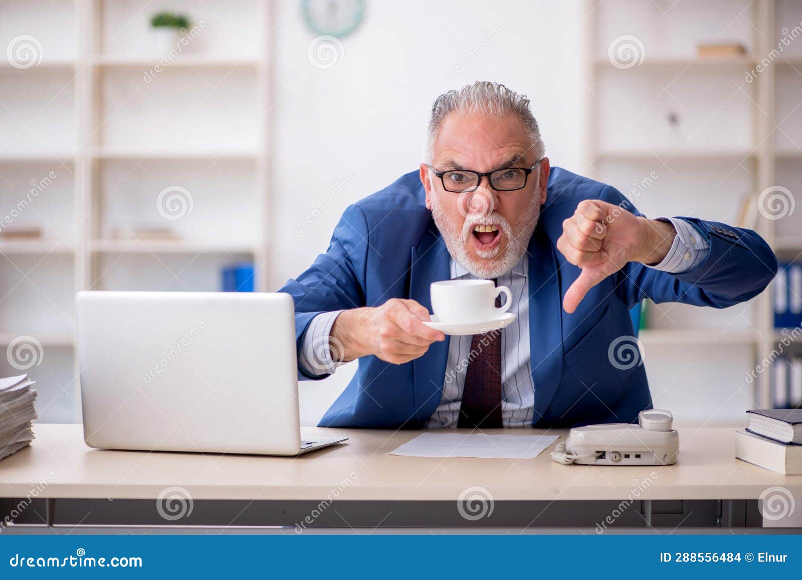 Old Male Employee Drinking Coffee during Break Stock Photo - Image of ...