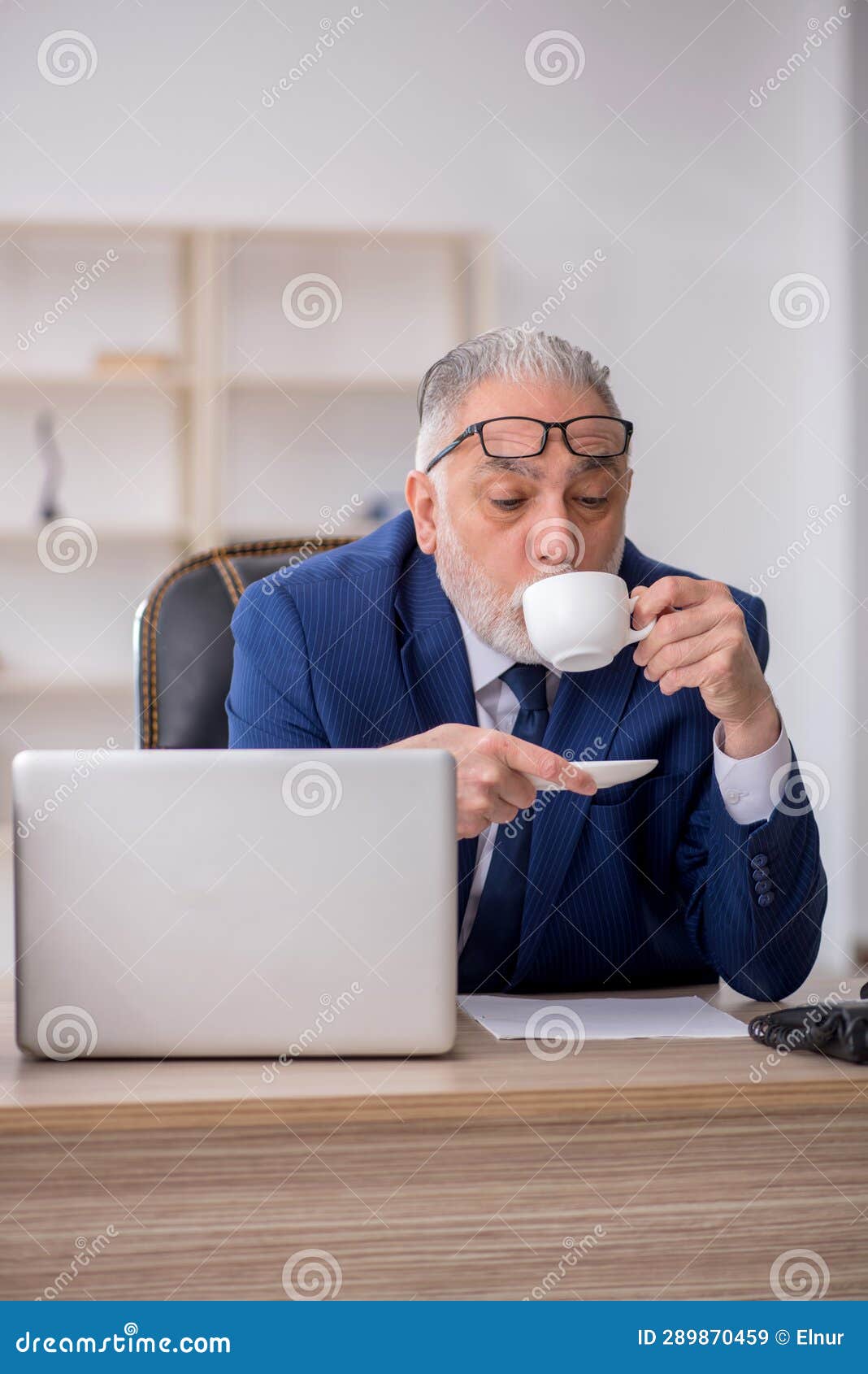 Old Male Employee Drinking Coffee during Break Stock Image - Image of ...