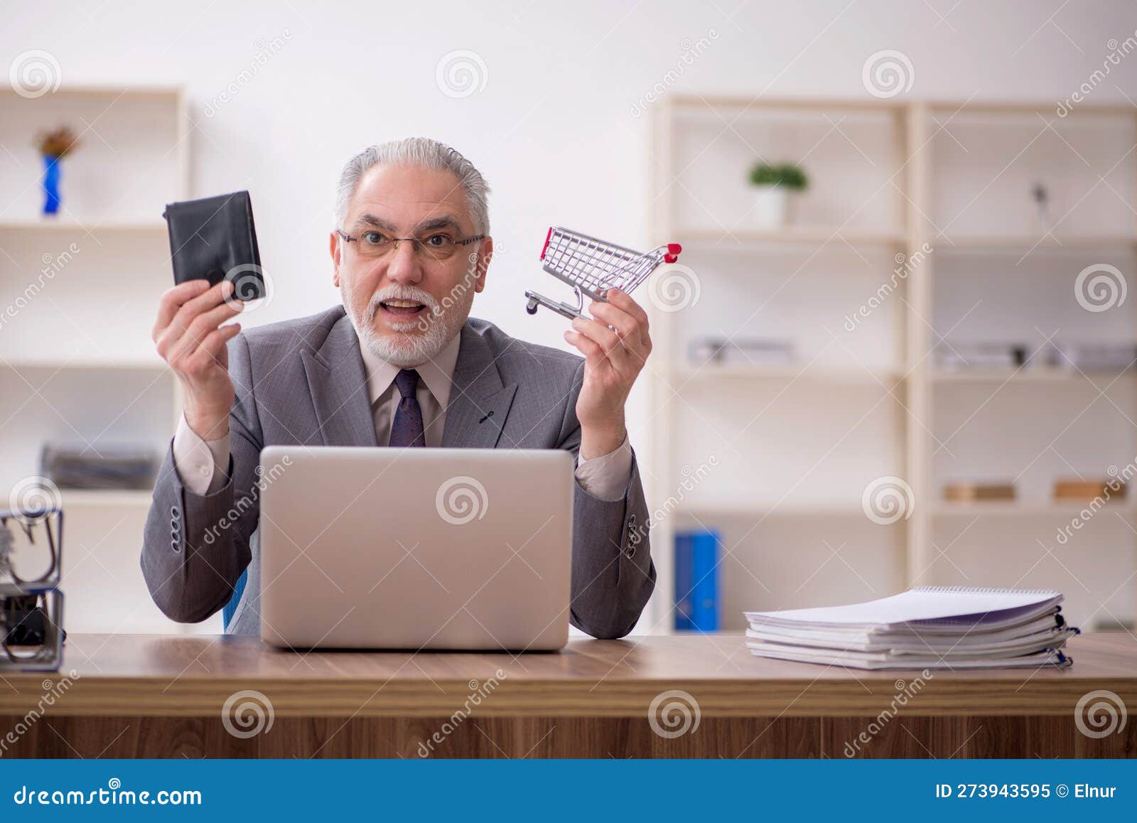 Old Male Employee in E-commerce Concept Stock Image - Image of working ...