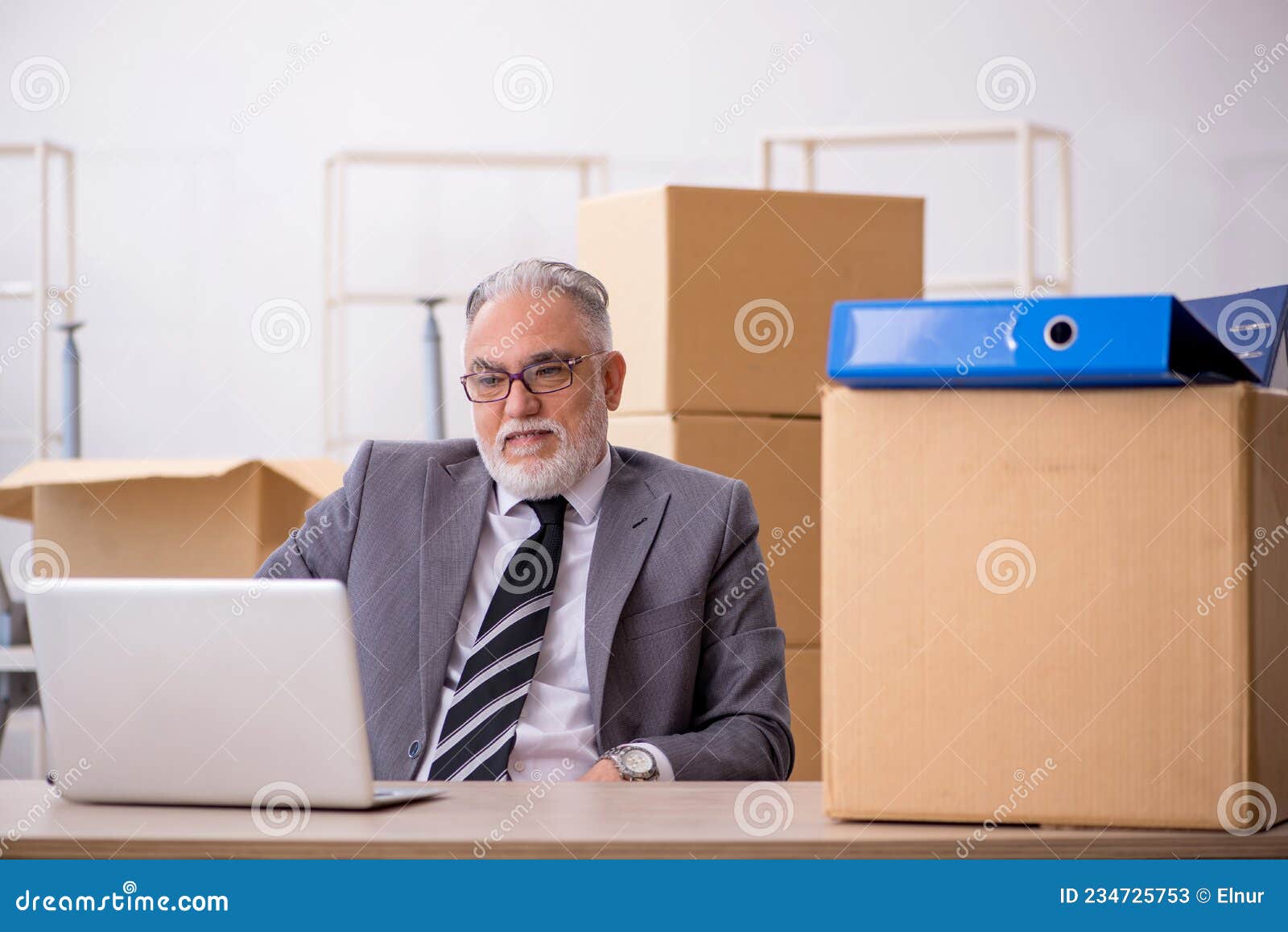 Old Male Employee in Relocation Concept Stock Image - Image of employee ...