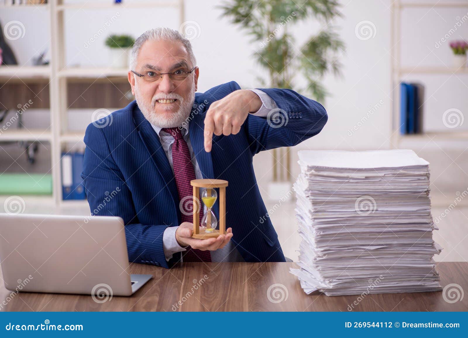Old Male Employee in Time Management Concept Stock Photo - Image of ...