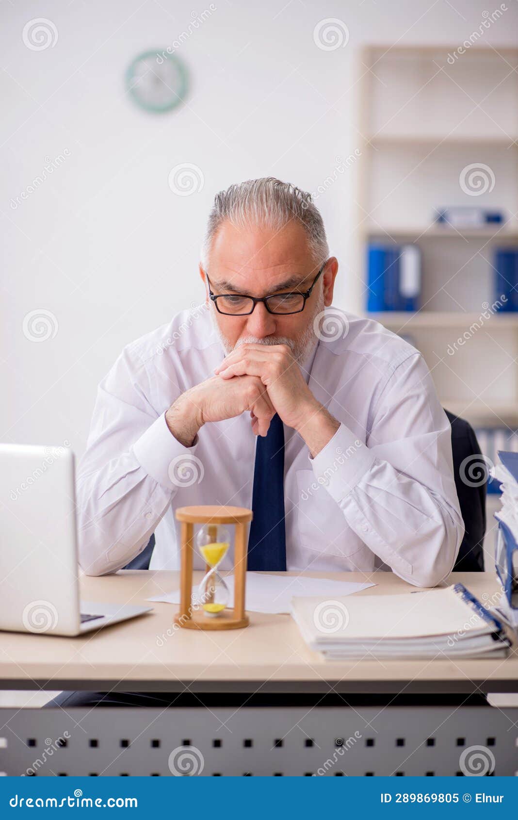 Old Male Employee in Time Management Concept Stock Image - Image of ...