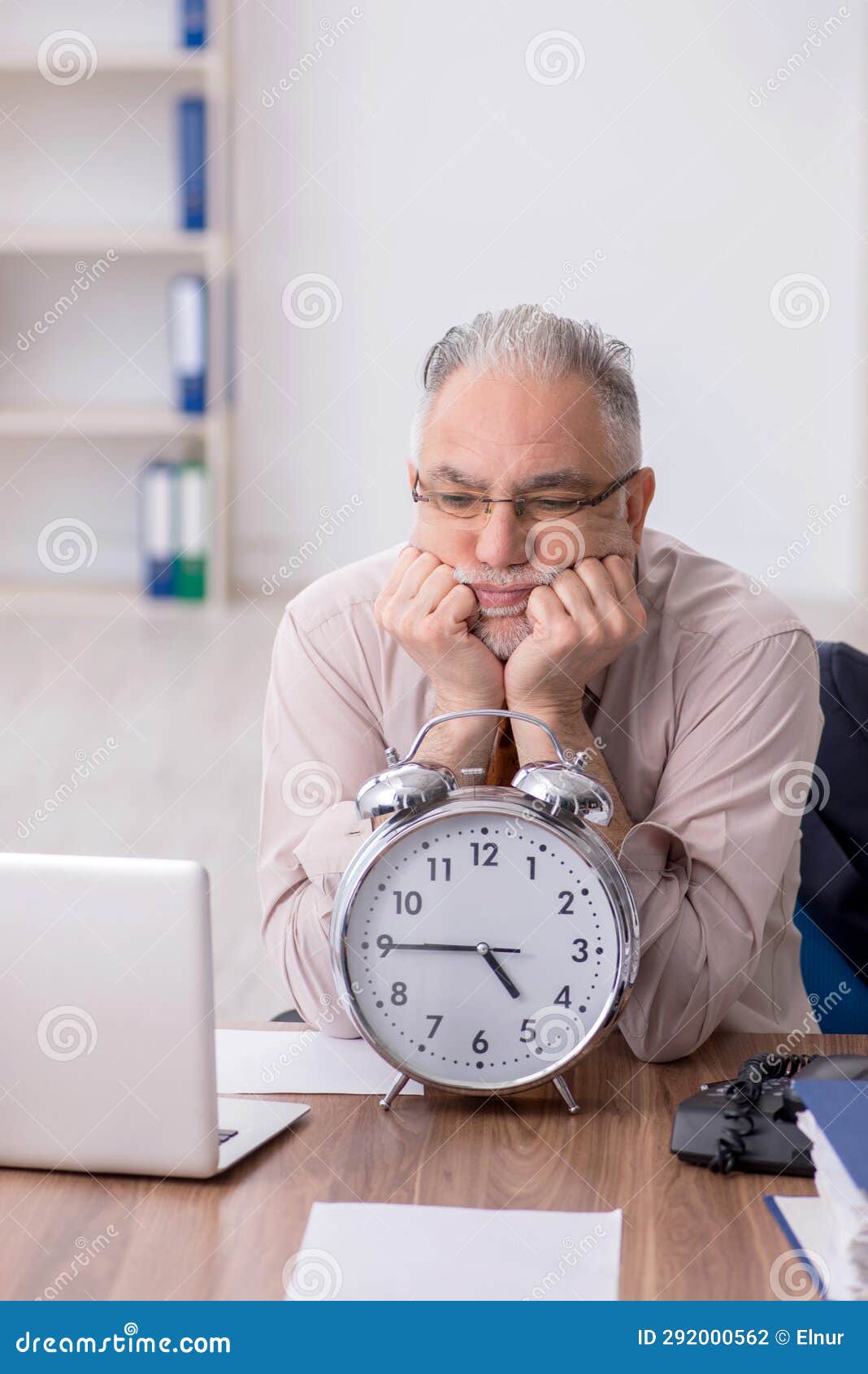 Old Male Employee in Time Management Concept Stock Photo - Image of ...