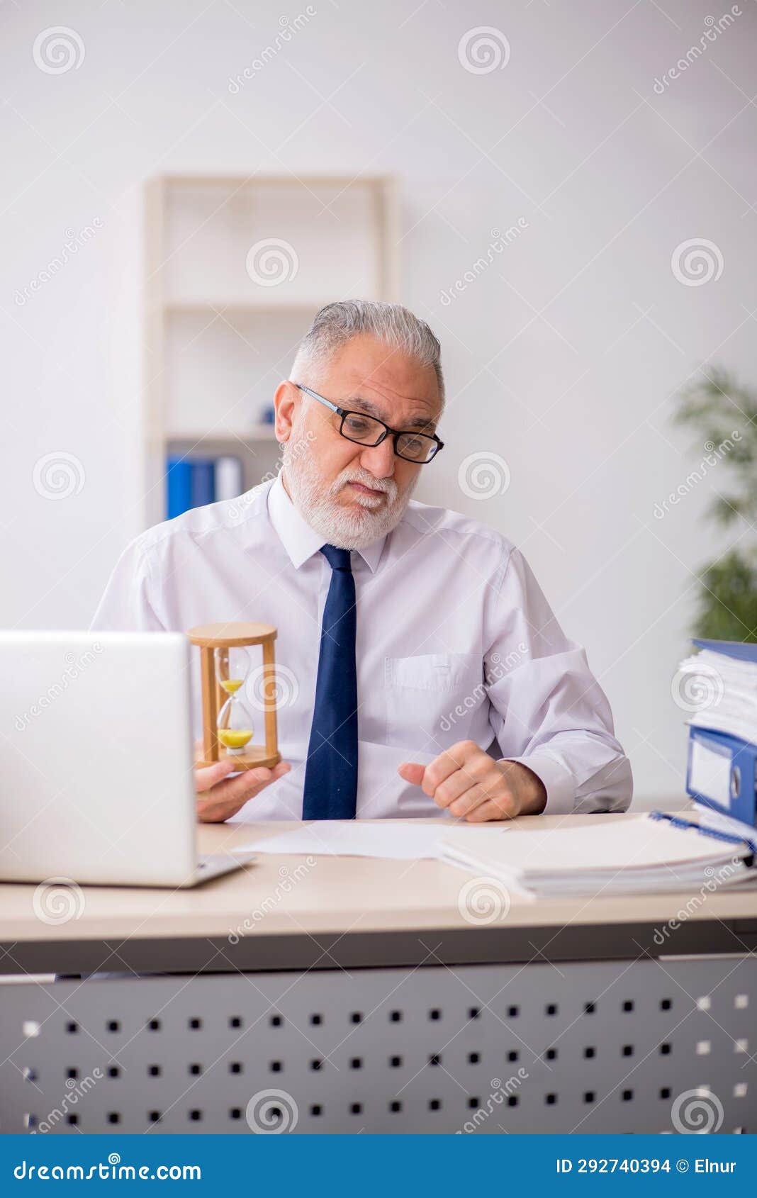 Old Male Employee in Time Management Concept Stock Photo - Image of ...