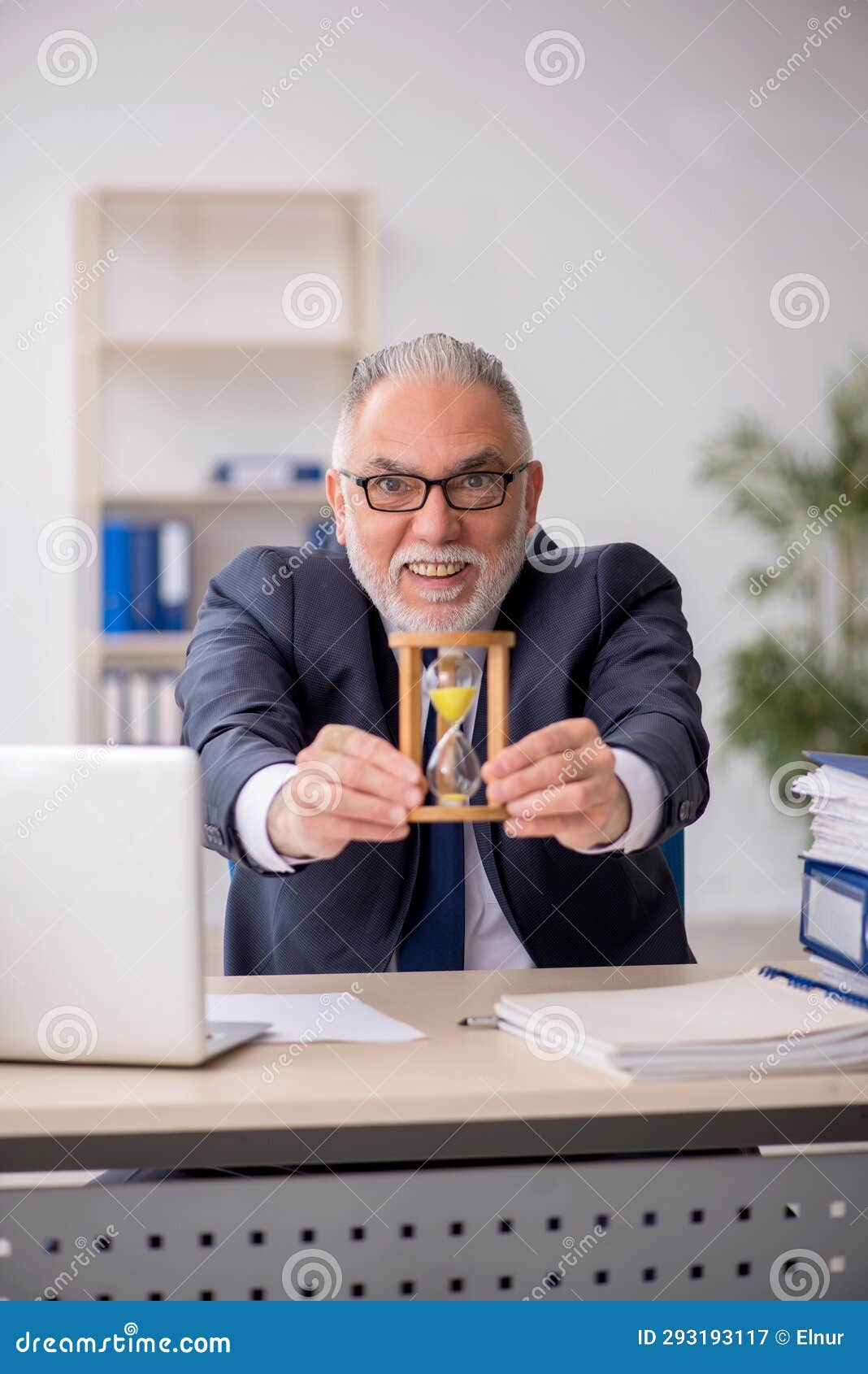Old Male Employee in Time Management Concept Stock Image - Image of ...