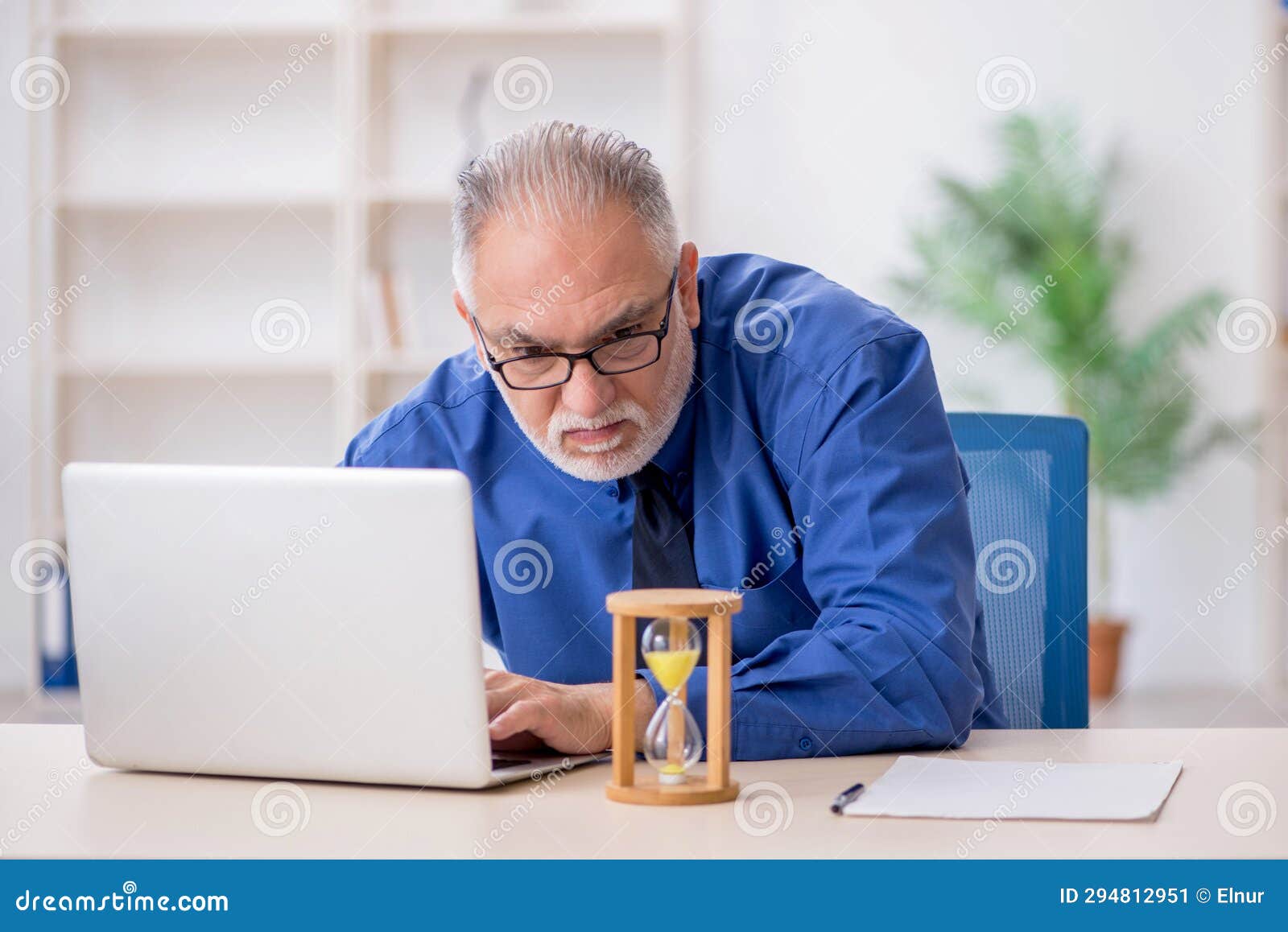Old Male Employee in Time Management Concept Stock Image - Image of ...