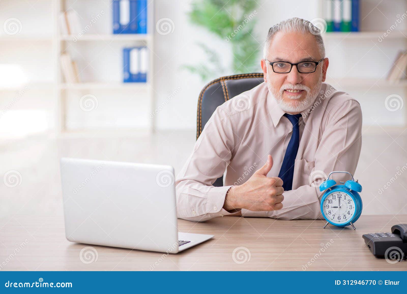 Old Male Employee in Time Management Concept Stock Photo - Image of ...