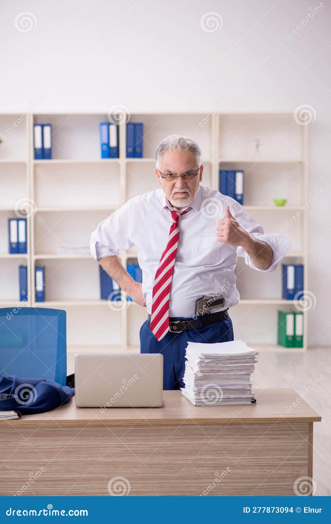 Old Male Employee Unhappy with Excessive Work in the Office Stock Photo ...