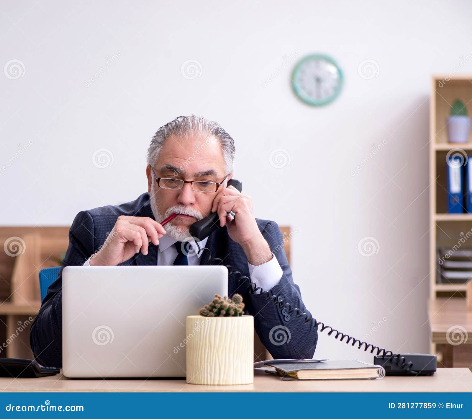 Old Male Employee Working in the Office Stock Image - Image of manager ...