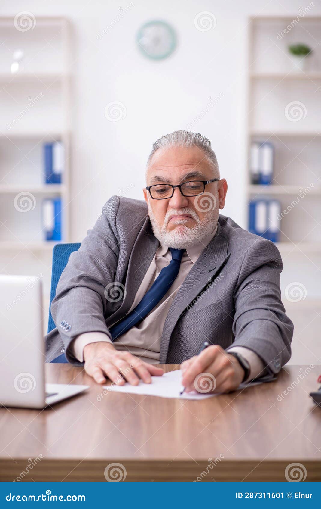 Old Male Employee Working in the Office Stock Image - Image of manager ...